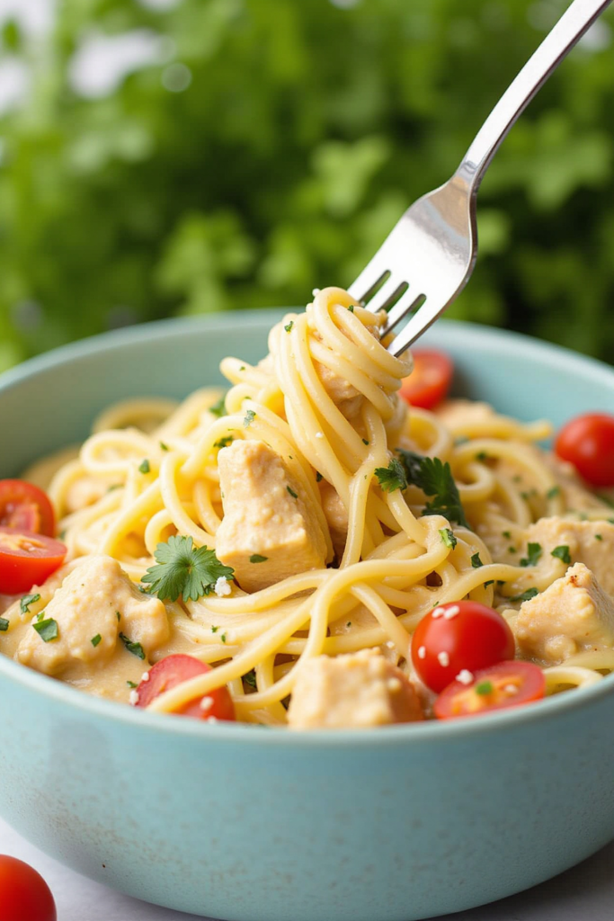 Solo Sensation: Creamy Chicken Spaghetti Delight for One - Egg & Bloom